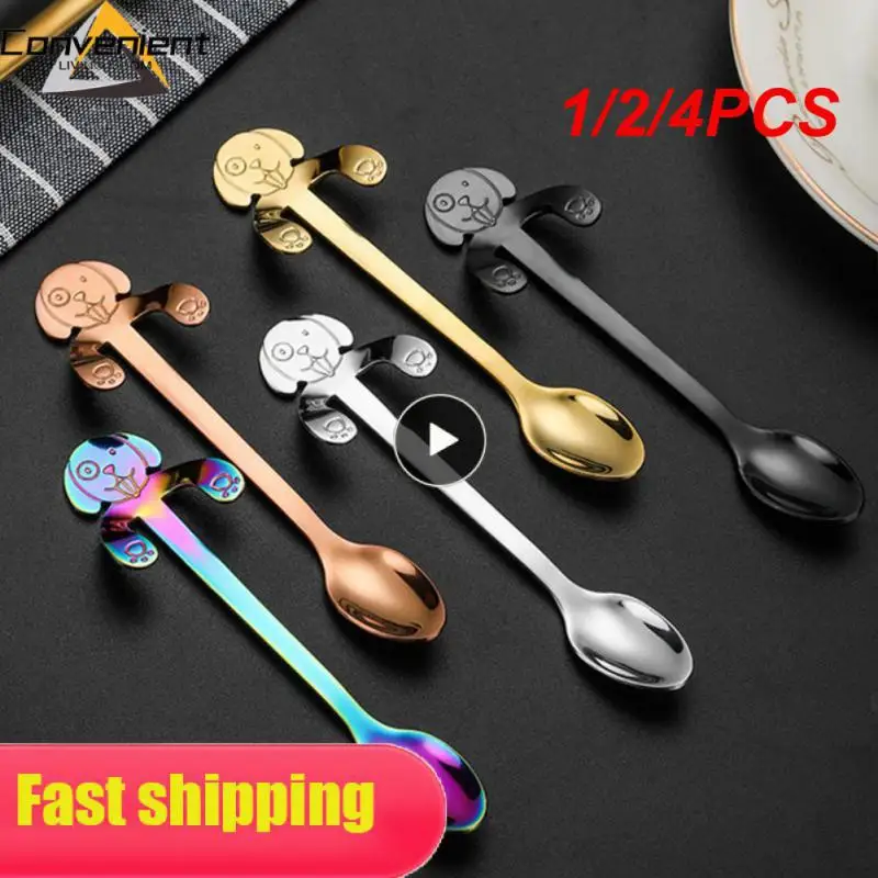 1-2-4PCS-Cute-Dog-Coffee-Spoon-Stainless-Steel-Teaspoon-Dessert-Snack ...