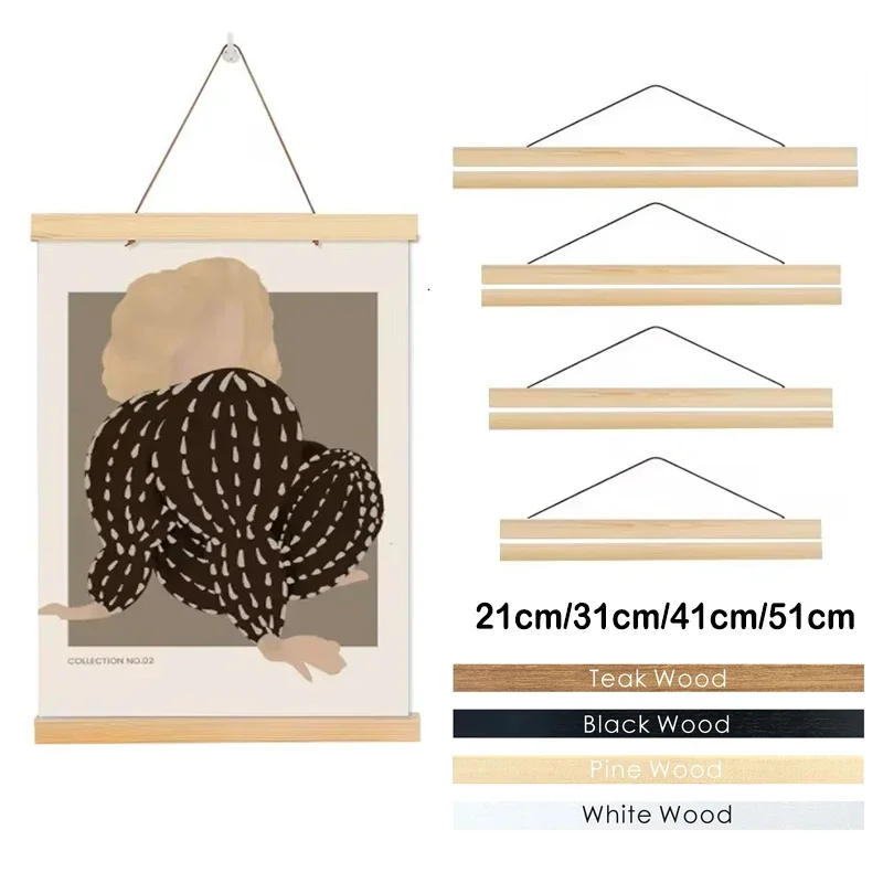 1PC Magnetic Wooden Picture Poster Hanger Frames Photos Wall Art Canvas ...