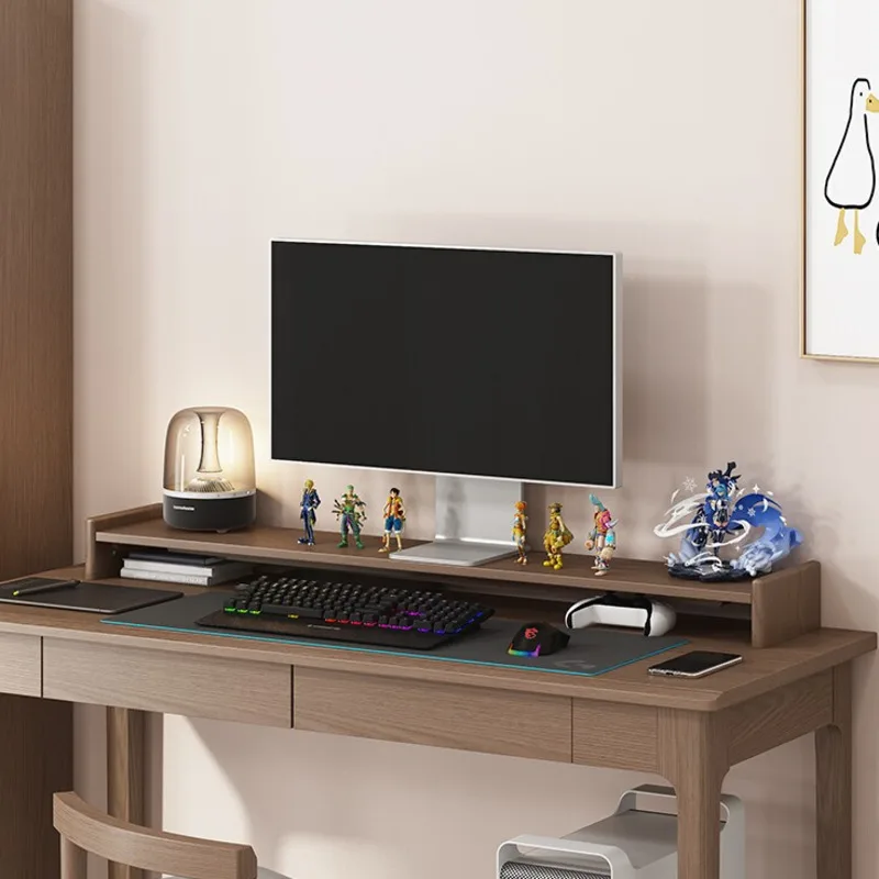 Solid-Wood-Computer-Monitor-Storage-Shelves-TV-Cabinet-Elevated-Rack ...