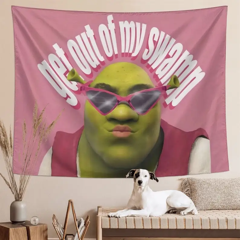 Tapiz-de-Shrek-rosa-decoraci-n-divertida-para-el-hogar-dormitorio-sala ...