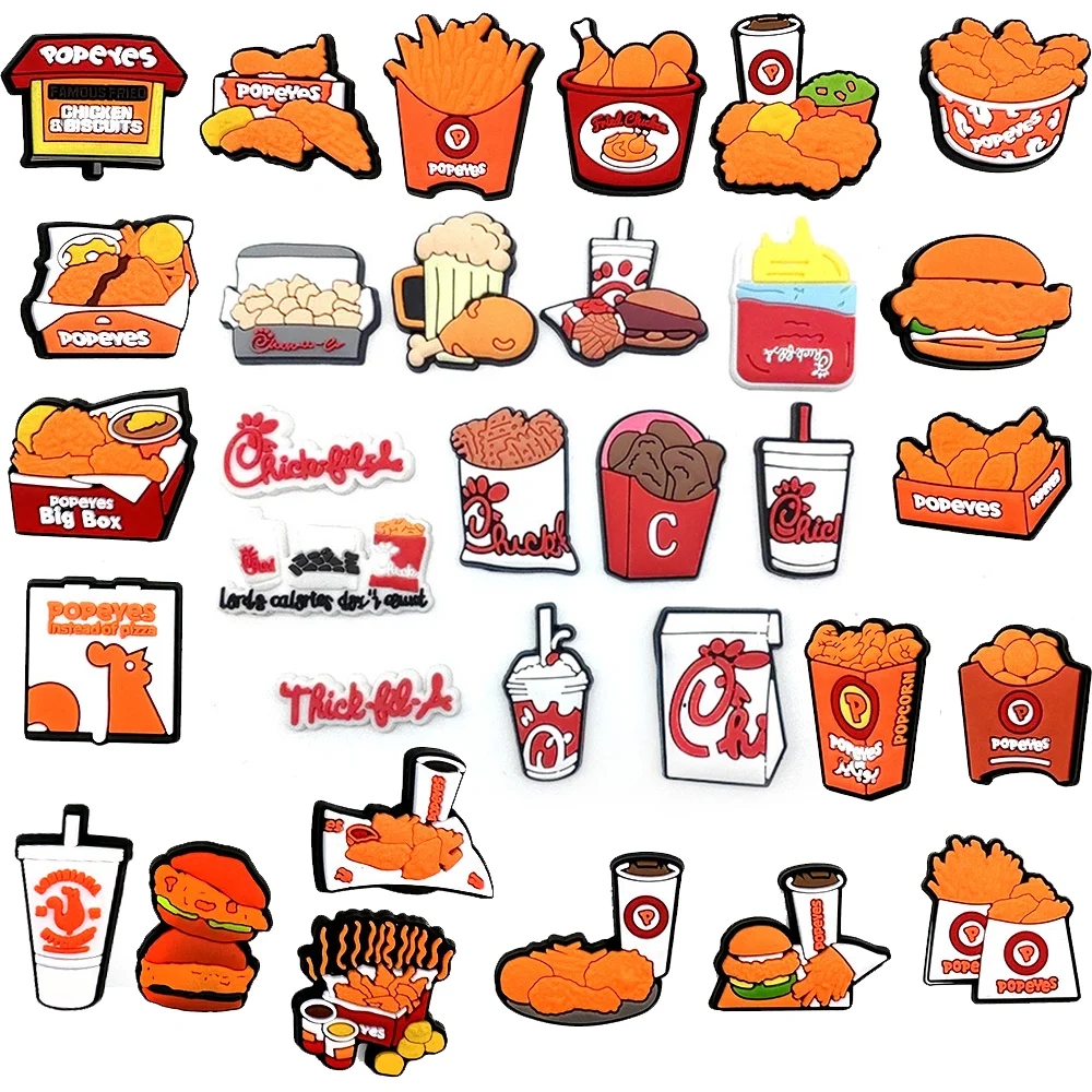 Cute jibz 1pcs cartoon food fried chicken DIY croc shoe charms Funny ...