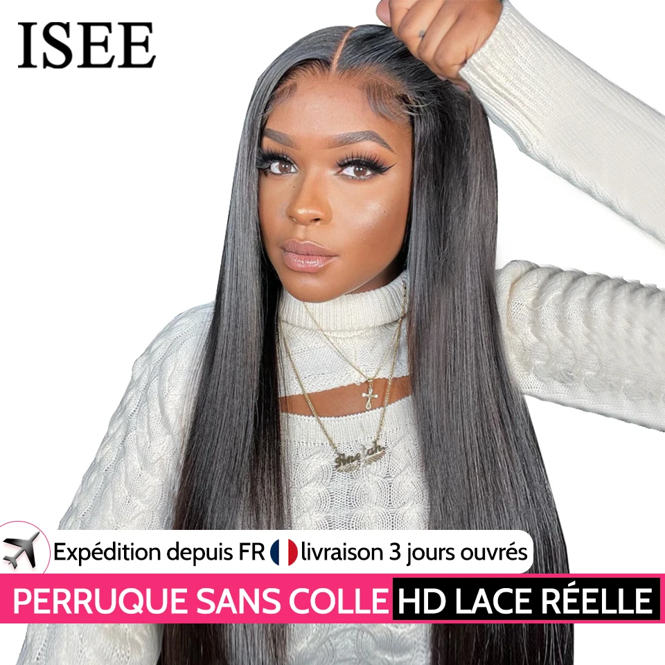 ISEE-Perruque-Lace-Front-Wig-sans-colle-naturelle-cheveux-humains-pre ...