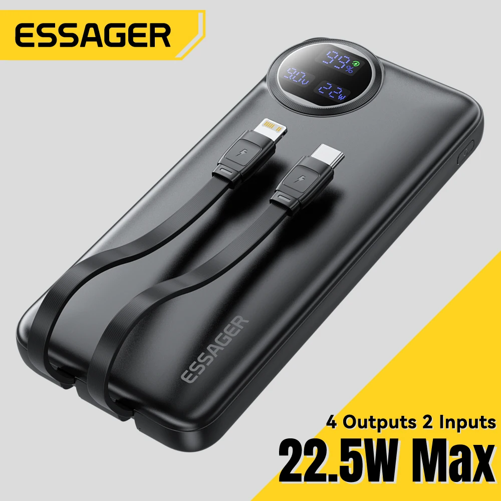 Essager-22-5W-Power-Bank-20000mAh-with-Two-Built-in-Cables-Portable ...