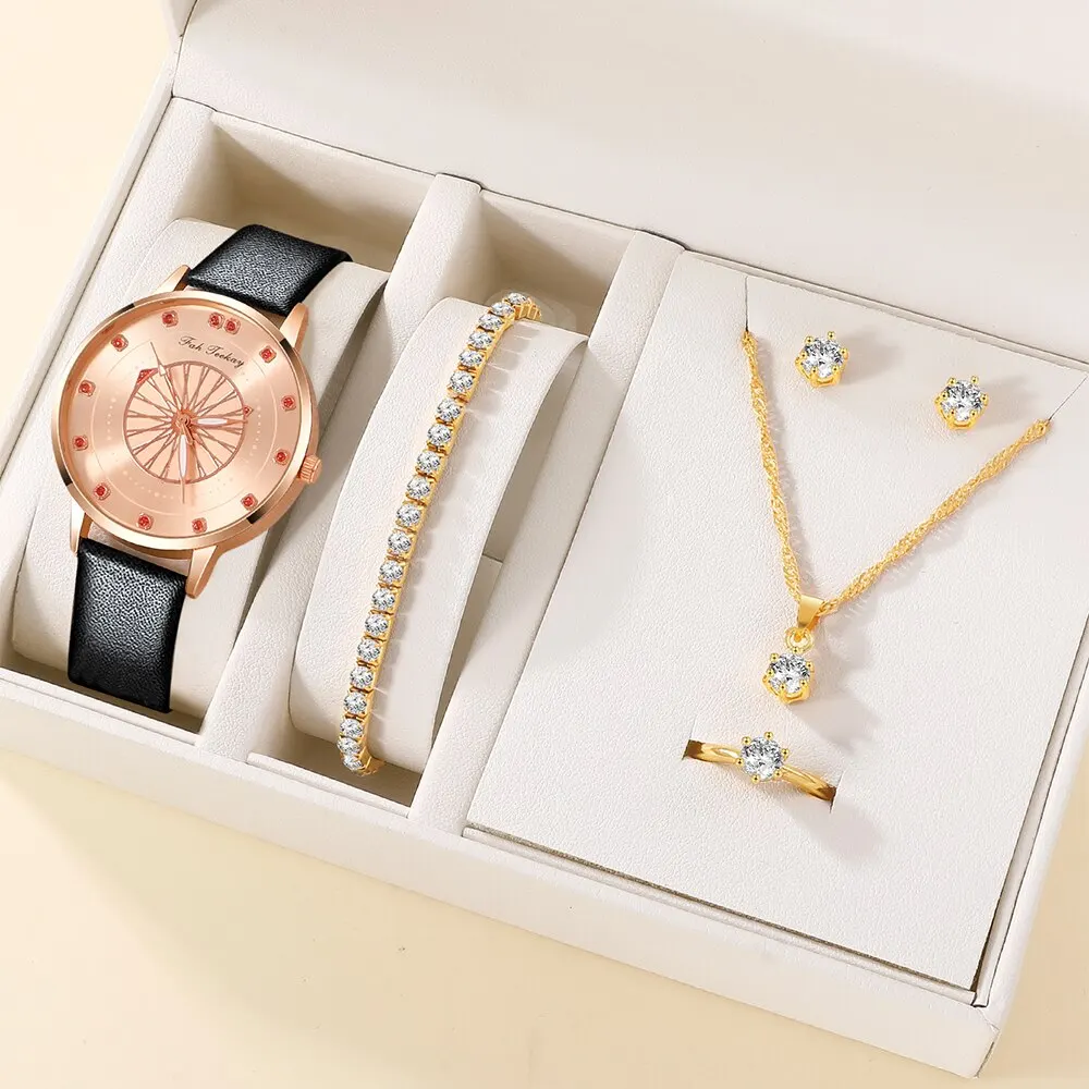 6PCS-Set-Womens-Fashion-Quartz-Watch-Female-Clock-Luxury-Brand-Design ...