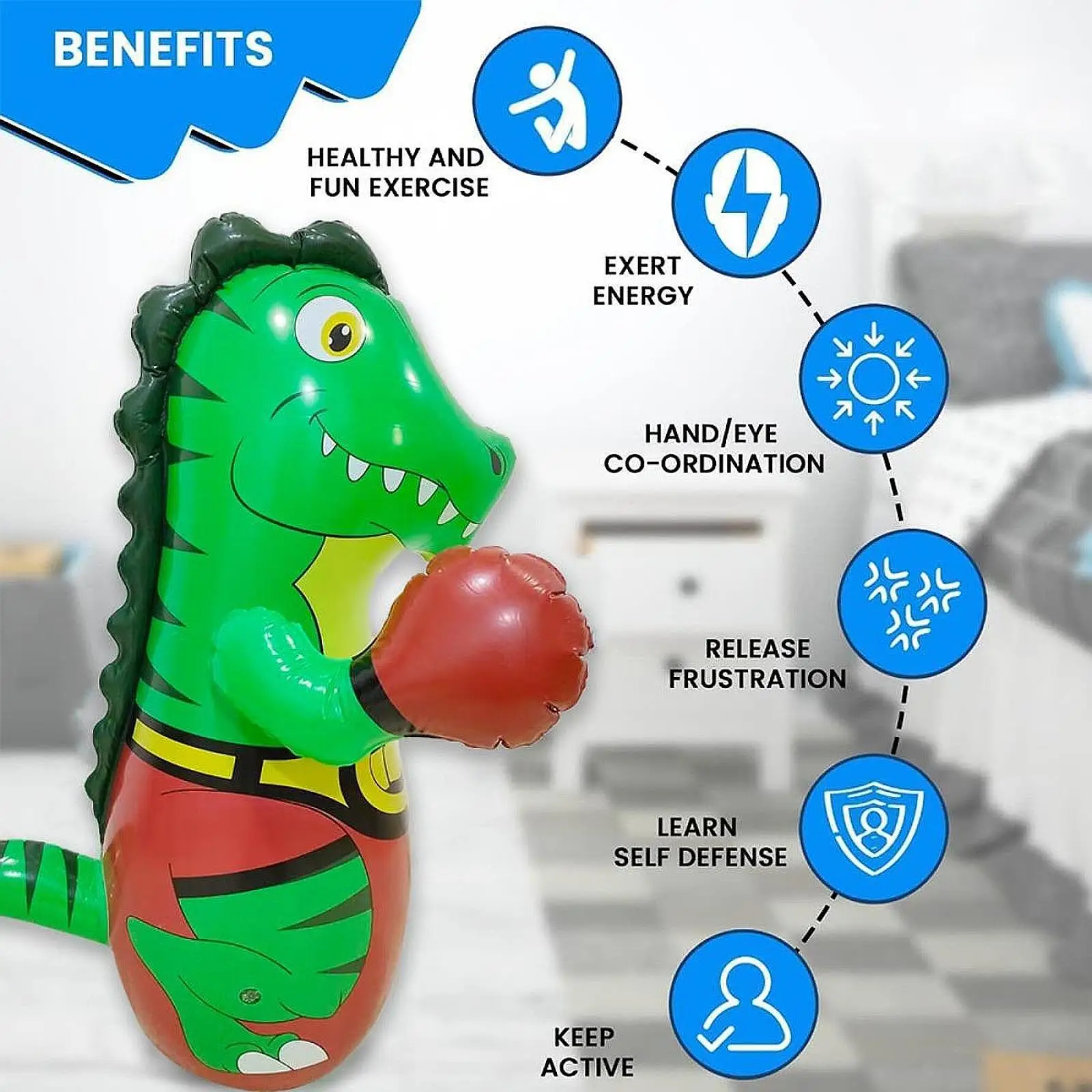 Inflatable Dinosaur Punching Bag Training Device for Boxing Karate ...