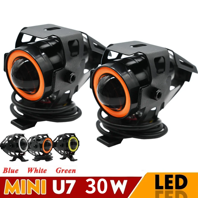 2PCS-30W-Mini-Motorcycle-Headlight-Bulbs-U7-Moto-Headlamp-Spotlights ...