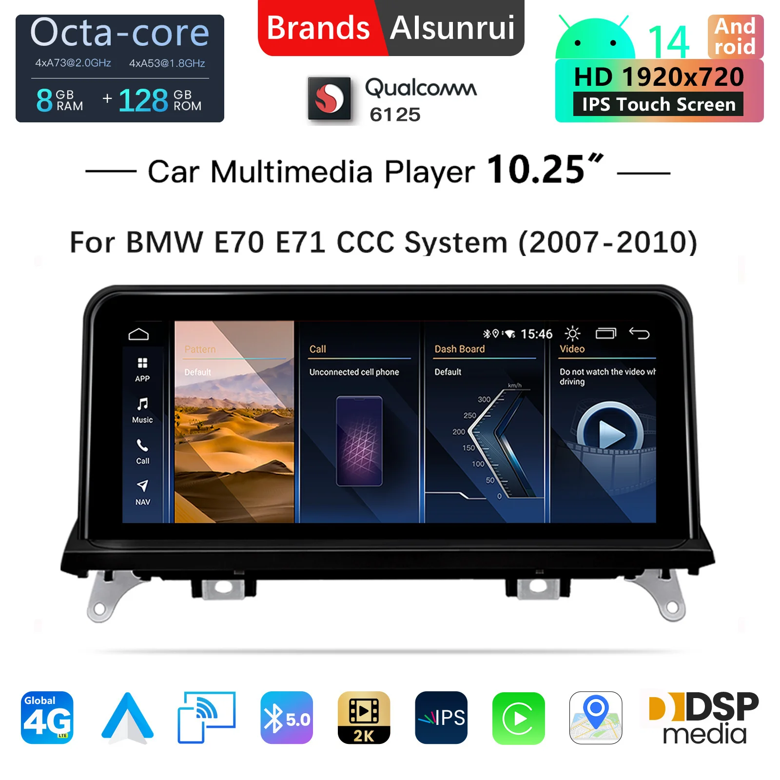 Wireless Carplay Android 14 Car Multimedia Player For BMW X5 E70 X6 E71 ...