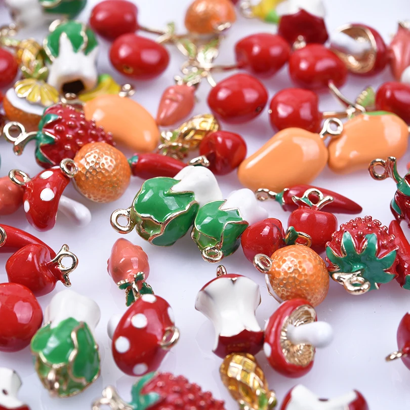3/12Pcs Mix Enamel Fruits Strawberry Banana Cherry Charms Jewelry ...