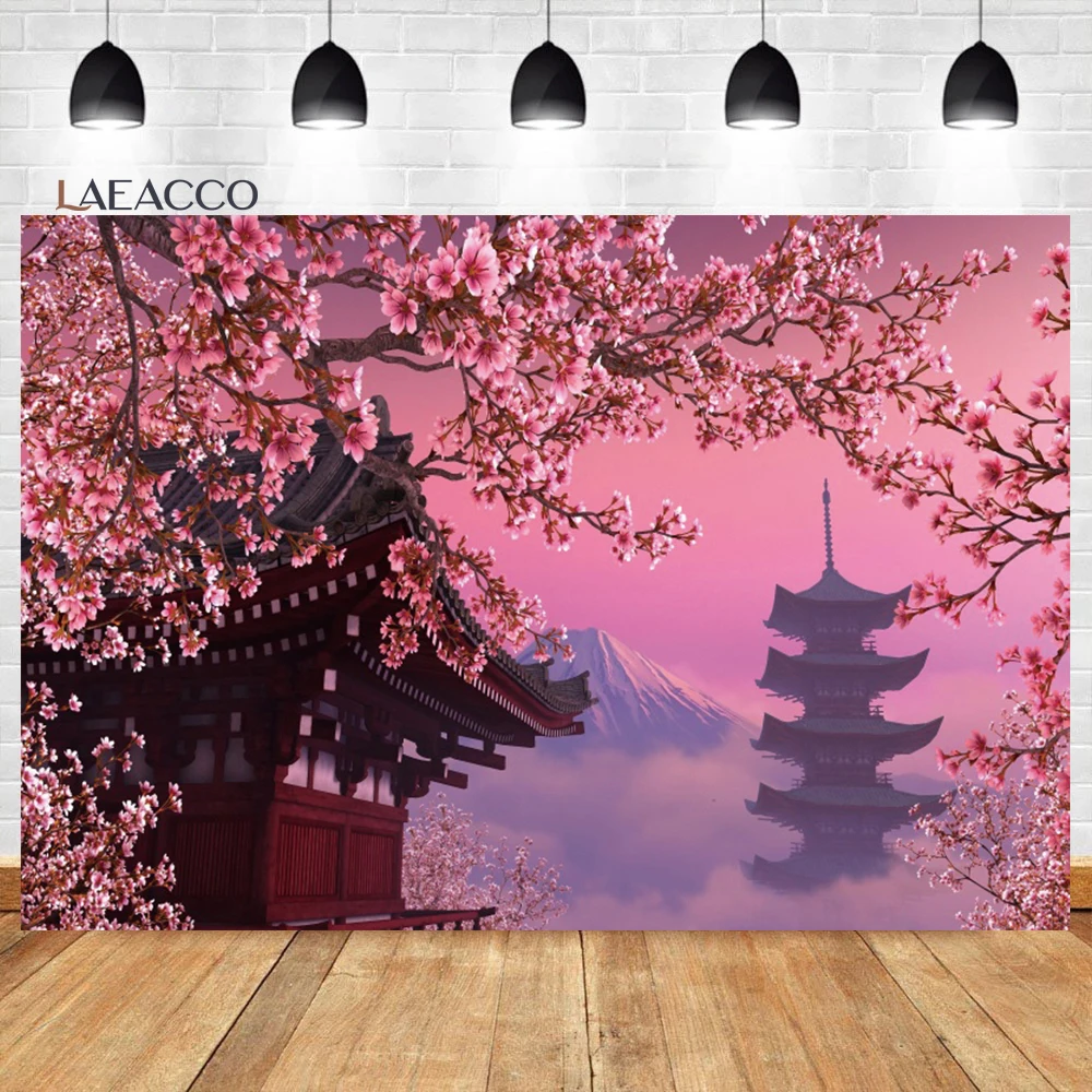 Laeacco-Spring-Japanese-Mount-Fuji-Traditional-Attic-Cherry-Blossom ...