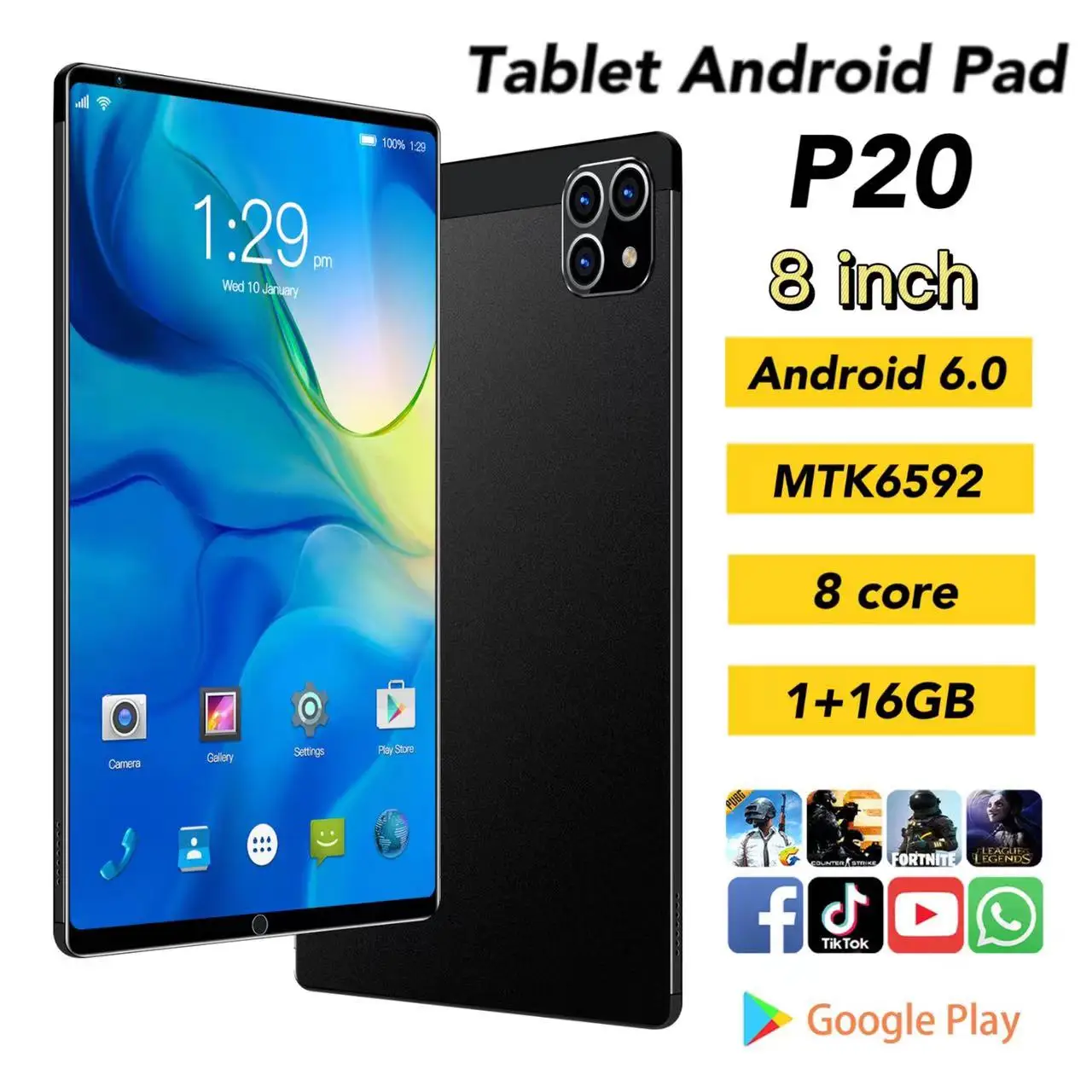 2023 New P20 Tablet 8 Inch Octa Core 1GB+16GB Android 6.0 Google Play ...