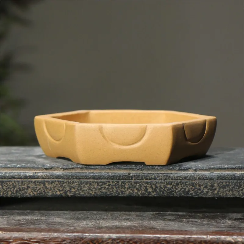 Purple-Sand-Flowerpot-Hexagonal-Tabletop-Potted-Chinese-Handmade-Bonsai ...