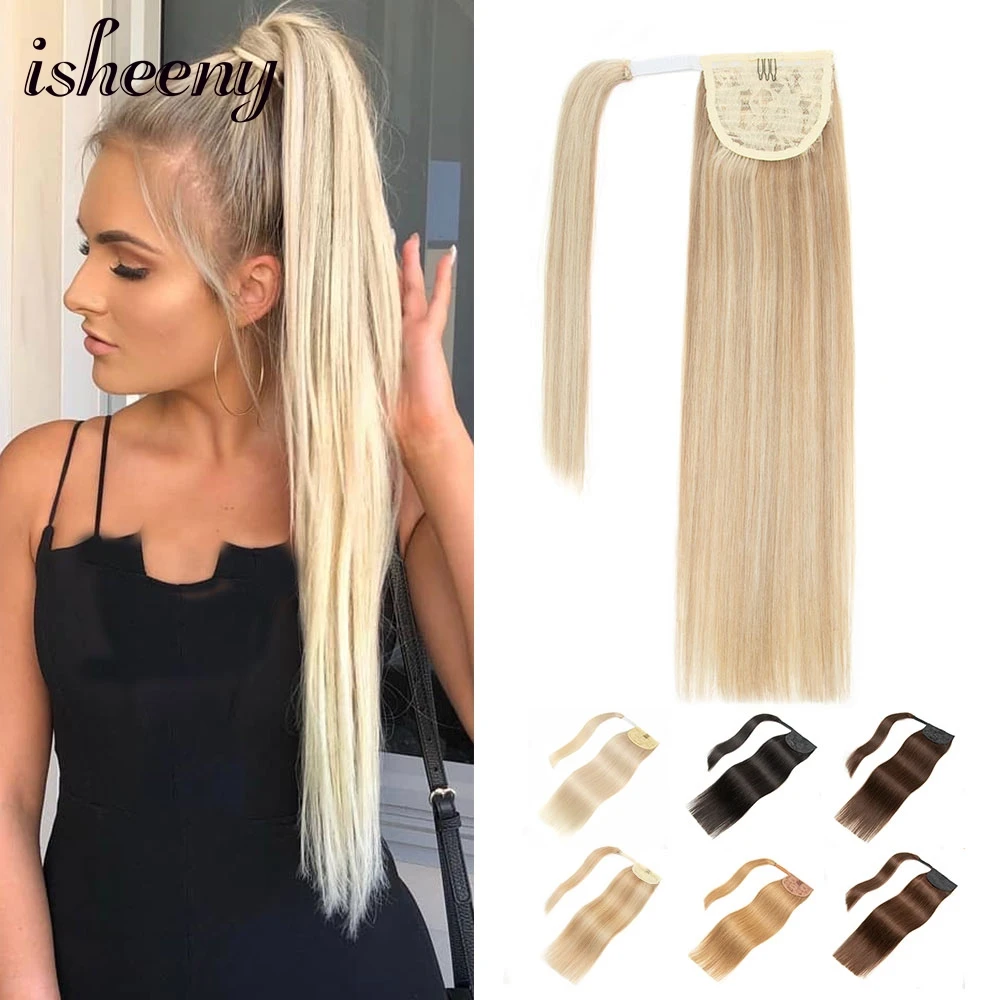 Isheeny-Human-Hair-Ponytail-Extensions-Straight-14-18-20-24-Real ...