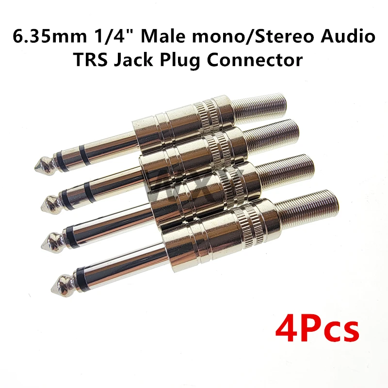 4pcs-metal-6-35mm-1-4-Male-mono-Stereo-Audio-TRS-Jack-Plug-Connector ...