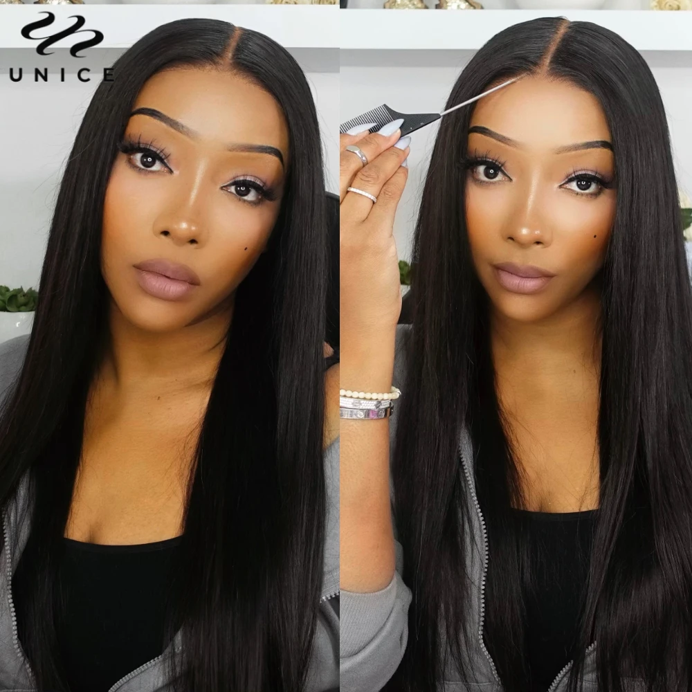 UNICE-Hair-7x5-Wear-Go-Glueless-Wig-Silky-Straight-Human-Hair-Lace-Wig ...