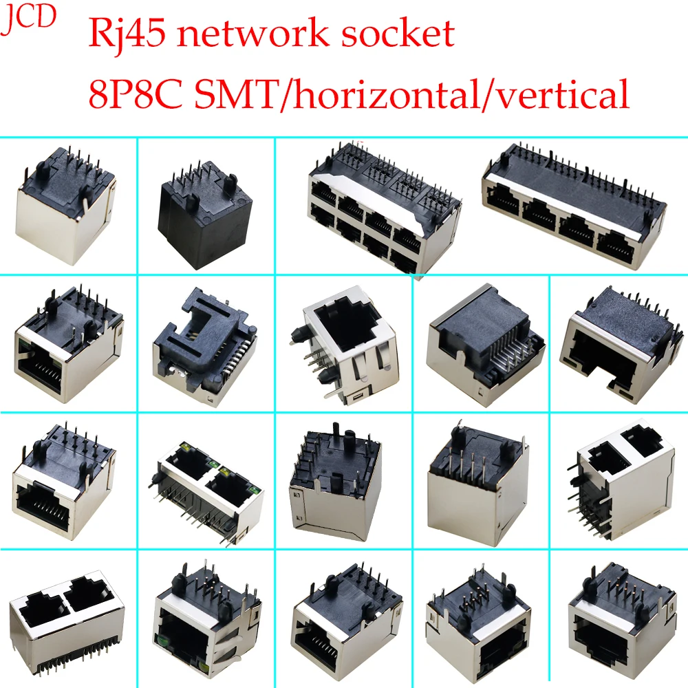 1PCS-RJ45-Network-Ethernet-Female-Socket-8P8C-10P8C-With-Light-SMD-SMT ...