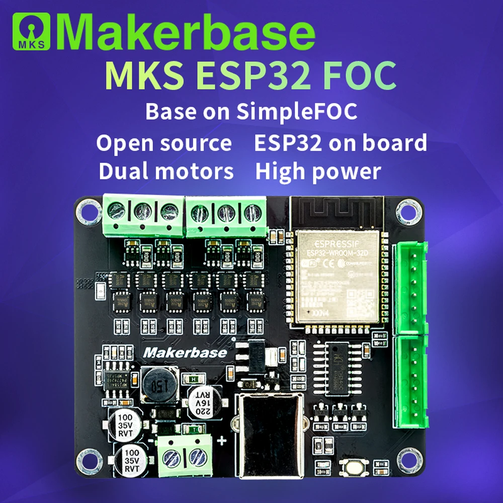 Makerbase ESP32 DUAL SimpleFOC Shield Brushless Servo BLDC Stepper Motor Driver Controller High ...