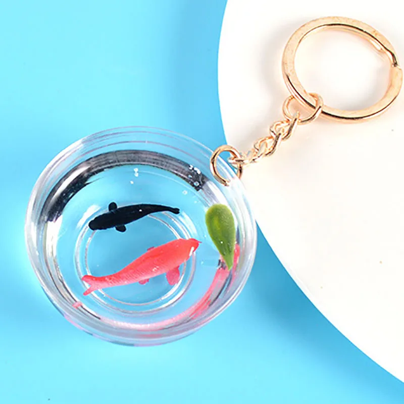 New Lucky Fish Koi Keychain Transparent Goldfish Bag Pendant Key Ring ...