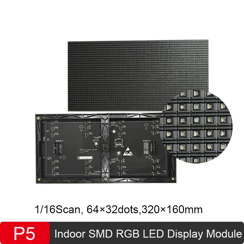 P5 Indoor RGB LED Screen Module 320*160mm 1/16Scan 3 in 1 SMD2121 LED ...