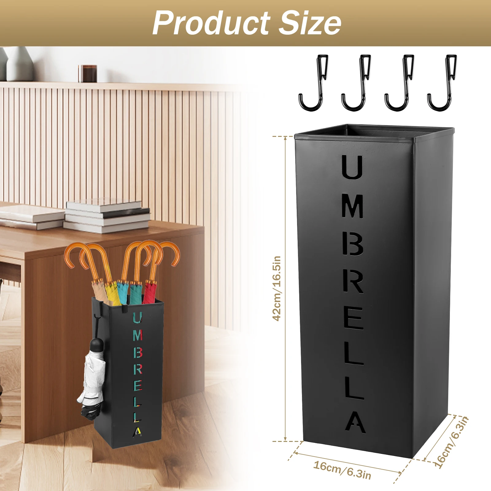 Metal Umbrella Stand Square Free Standing Umbrella Rack Decorative ...