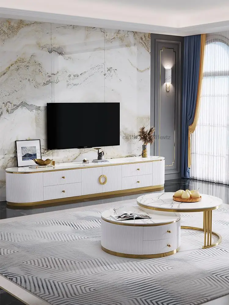 Light Luxury Living Room Center Table 57 Inch TV Cabinet Home Furniture TV Unit Stand With 4 Drawers Italian Style Coffee Table AliExpress