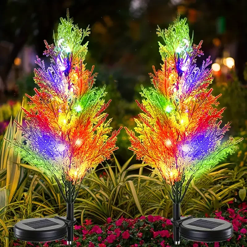 1pc colourful solar pine tree lights, outdoor solar christmas holiday ...