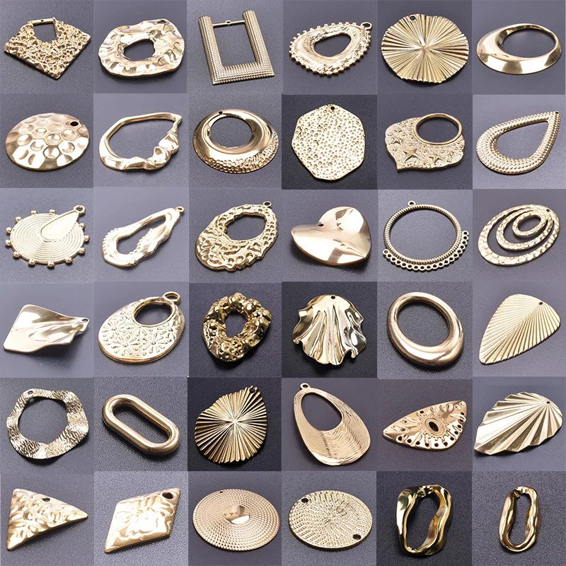 7Pcs/Lot Stainless Steel Irregular Embossed Textured Dangle Charms ...