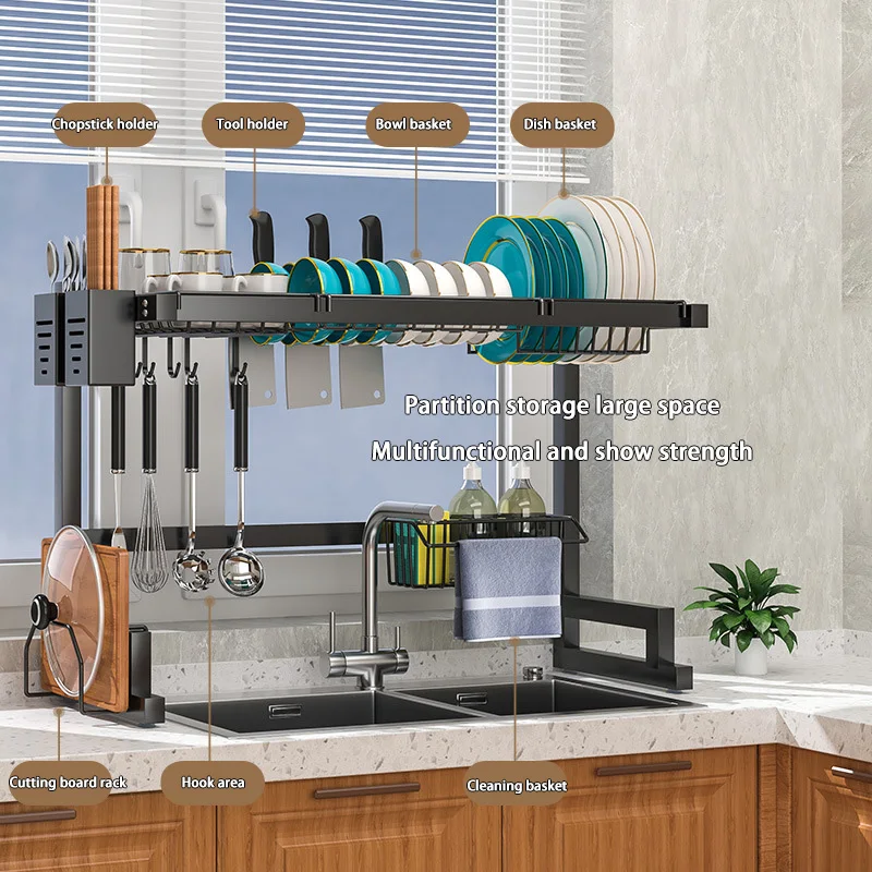 Kitchen-Sink-Rack-Stainless-Steel-Drain-Shelf-Countertop-Multi ...