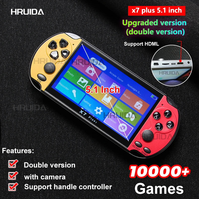 X7/x7 plus/X12 Plus 4.3''/5.1''/7.0'' Game Console Portable Camera MP5 ...