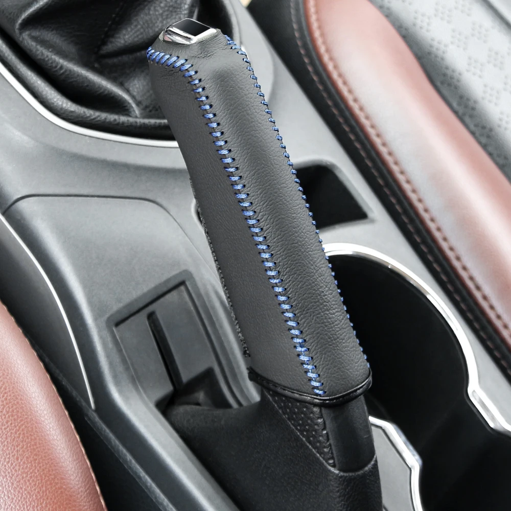 Car-Leather-Hand-Brake-Stitching-Cover-Protective-Sleeve-Fit-for-Mini ...