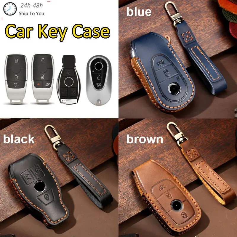 Leather-Car-Key-Cover-Key-Case-Keychain-for-Mercedes-Benz-A-B-C-E-S ...