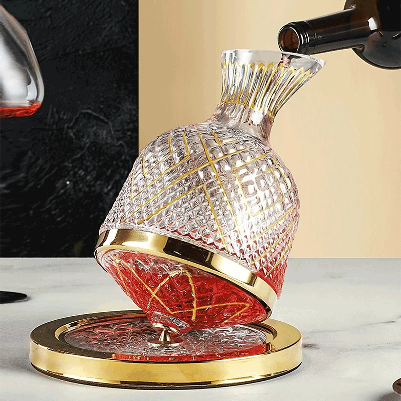 High-Grade-Crystal-Glass-Decanter-360-Rotating-Tumbler-1500ml-Dispenser ...