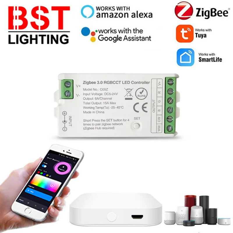 Tuya Zigbee RGB RGBW RGBCCT LED Controller 15A 5-24V Smart Life Gateway ...