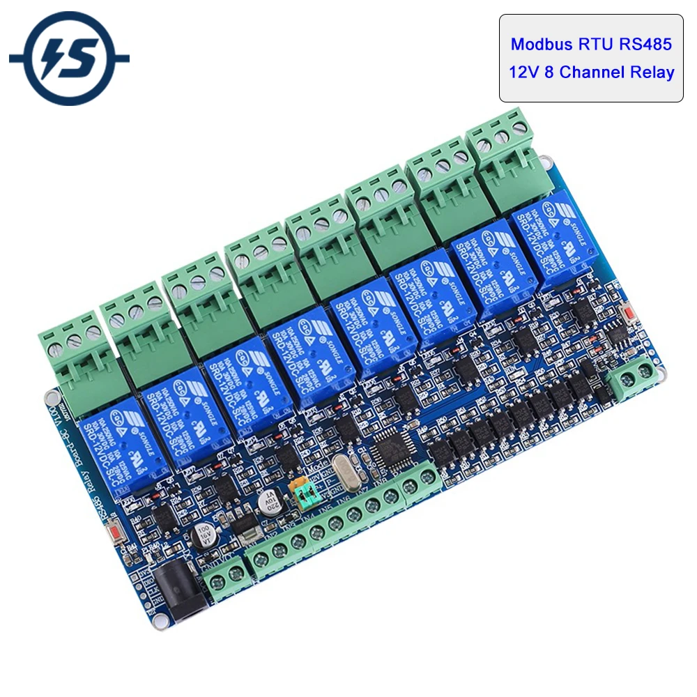 For Arduino Rs485 Modbus-rtu 12v 8bit Relay Module Ttl 8-channel Delay Switch Controller Plc ...