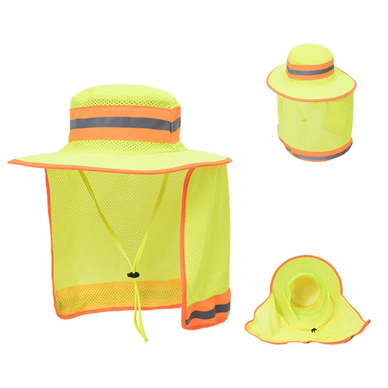 Summer-Outdoor-Reflective-Bucket-Hat-with-Shawl-Men-Work-Wear ...