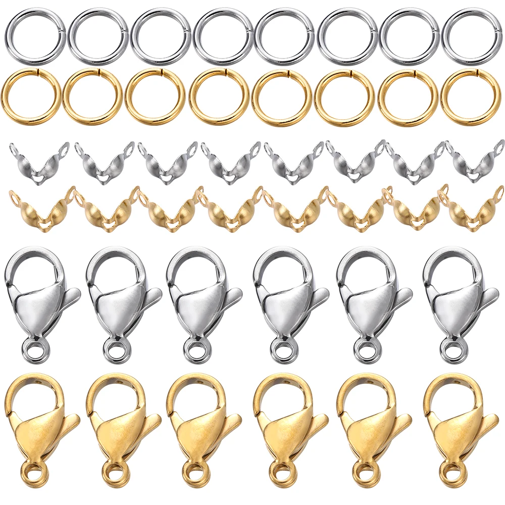 80Pcs-Set-Stainless-Steel-Lobster-Clasp-Jump-Rings-Connectors-Clasp ...