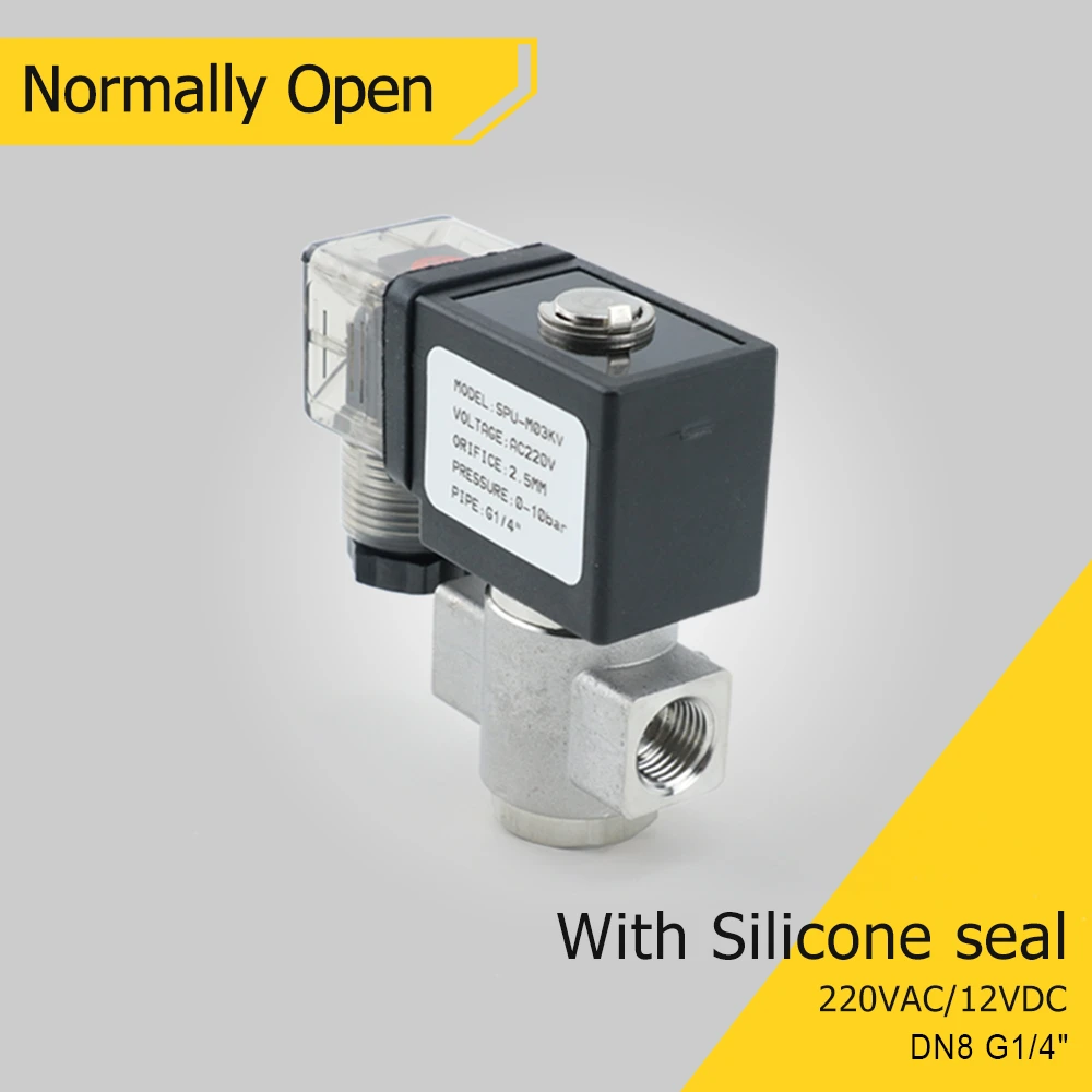 G1/4 Vx2120-08-ss-no Normally Open Stainless Steel 304 Solenoid Valve With Silicone Rubber Seal ...