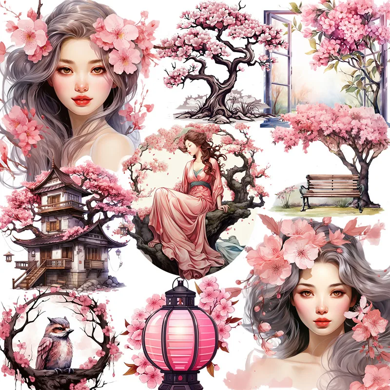 12Pcs-Pack-Vintage-Sakura-Girl-Sticker-DIY-Craft-Scrapbooking-Album ...