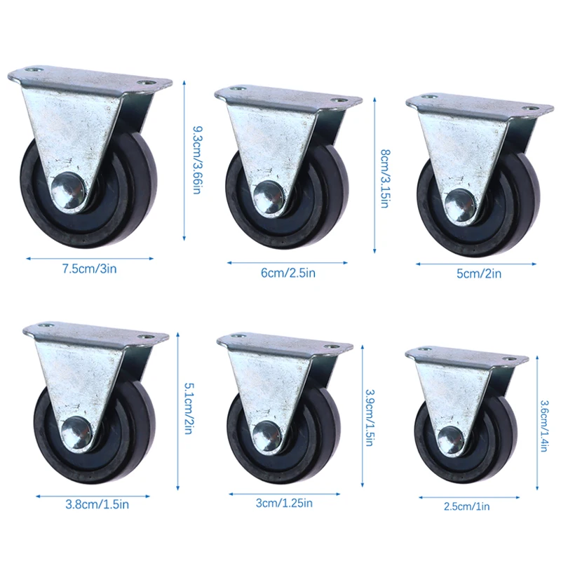 1Pair-1-3inch-Rubber-Orientation-Wheel-Directional-Caster-Roller-Wheel ...