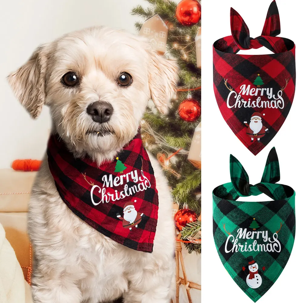 Christmas-Cat-Dog-Bandana-Classic-Plaid-Pet-Scarf-Bibs-Christmas-Santa ...