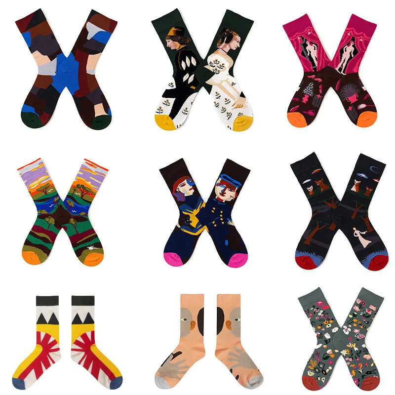 French-Oil-Painting-Style-Art-Men-women-Socks-Ins-Jacquard-Street ...