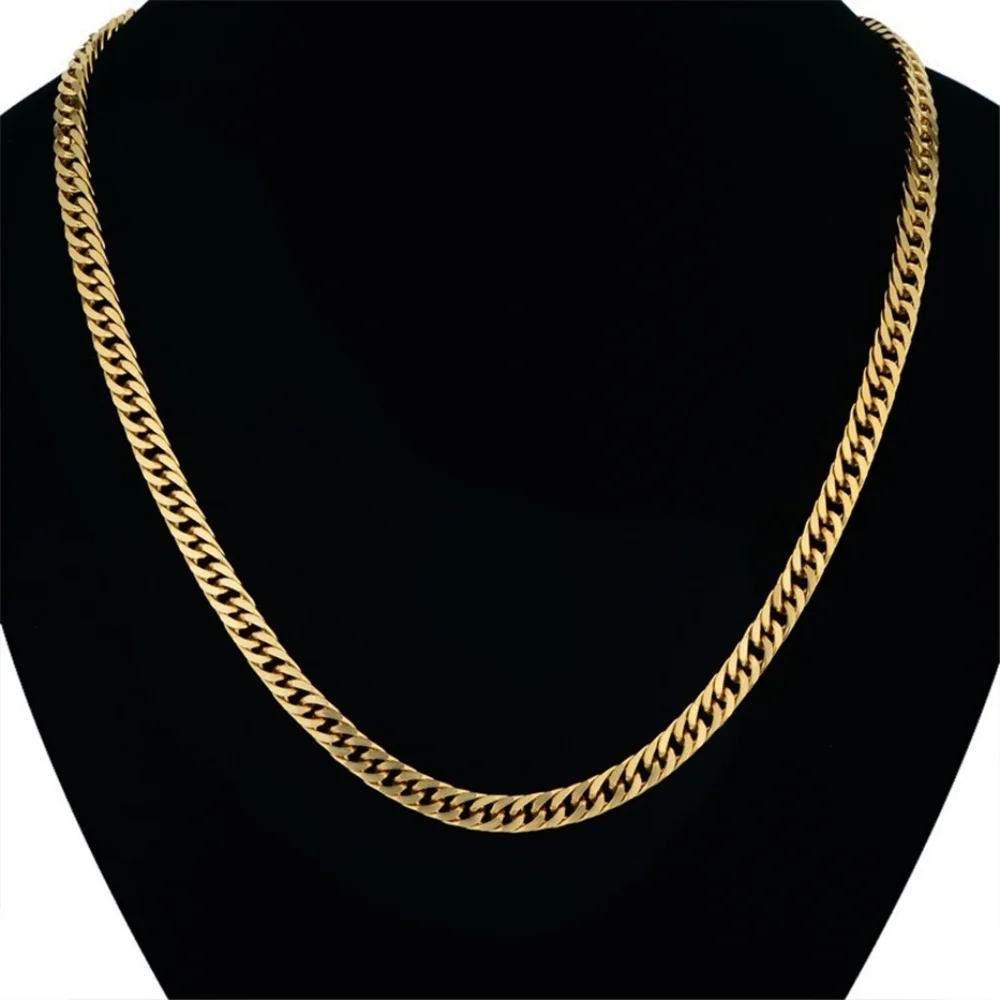 6.5mm Silver Tone/Black Gold Plated Chains for Men Boys, Mens Necklace ...