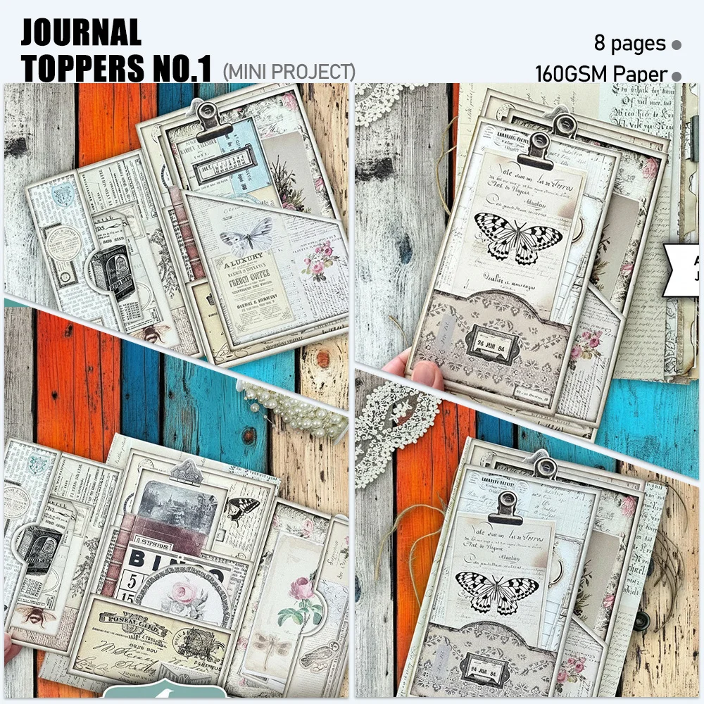 2D flat Toppers Folder Folio Junk Journal Kit,Folio Booklet Craft Kit ...