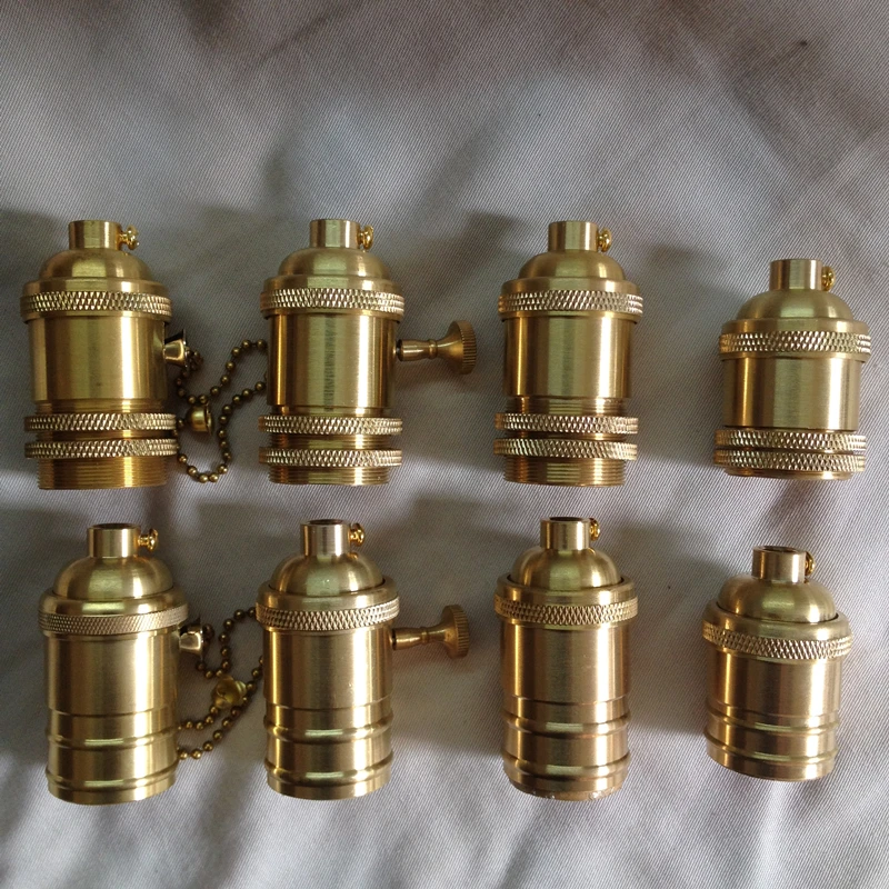 Brass-100-copper-Lamp-Holder-Electric-Light-Socket-Knob-or-Chain-Switch ...