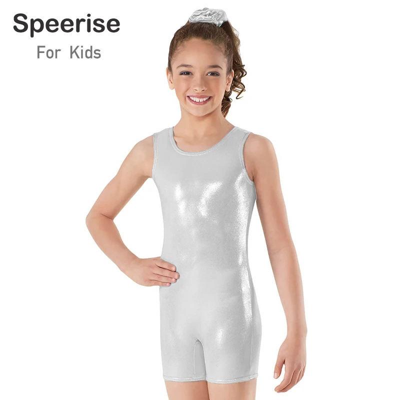 Kids-Silver-Metallic-Spandex-Dance-Costume-Shiny-Gymnastics-Short ...