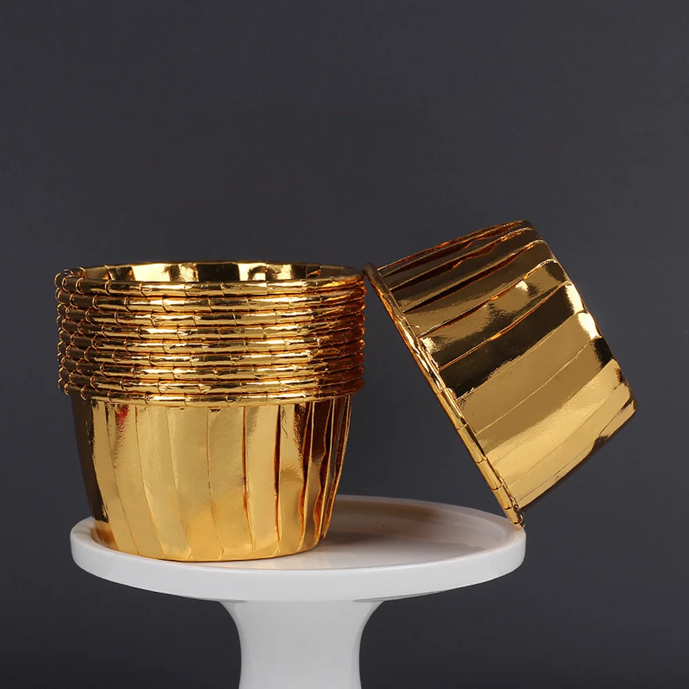 50-St-ck-Gold-Muffin-Cupcake-Form-Backen-Fall-Tasse-Kuchen-form-f-r ...