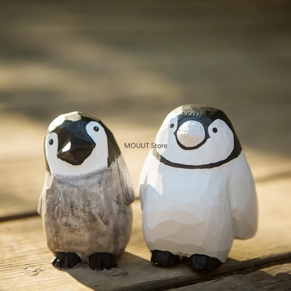 Handcrafted Wood Carving Penguin Baby Crafts Decoration Handmade Cute ...