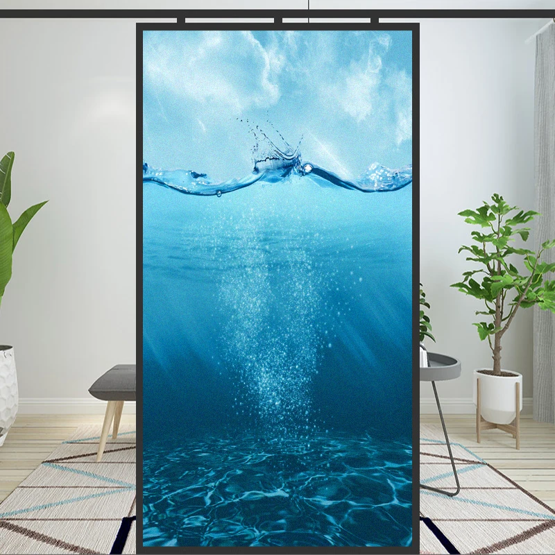 Privacy-Windows-Film-Sea-Water-Decoration-Window-Stickers-No-Glue ...