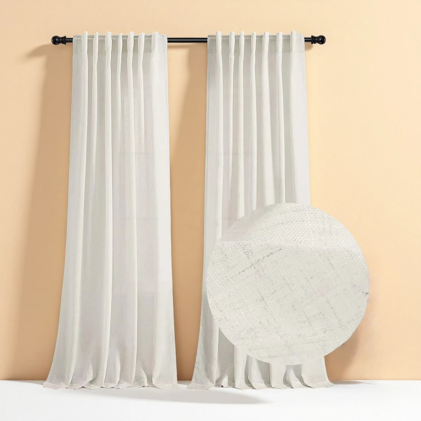 310cm Height Modern Faux Linen Sheer Luxury Curtains For Bedroom Living ...