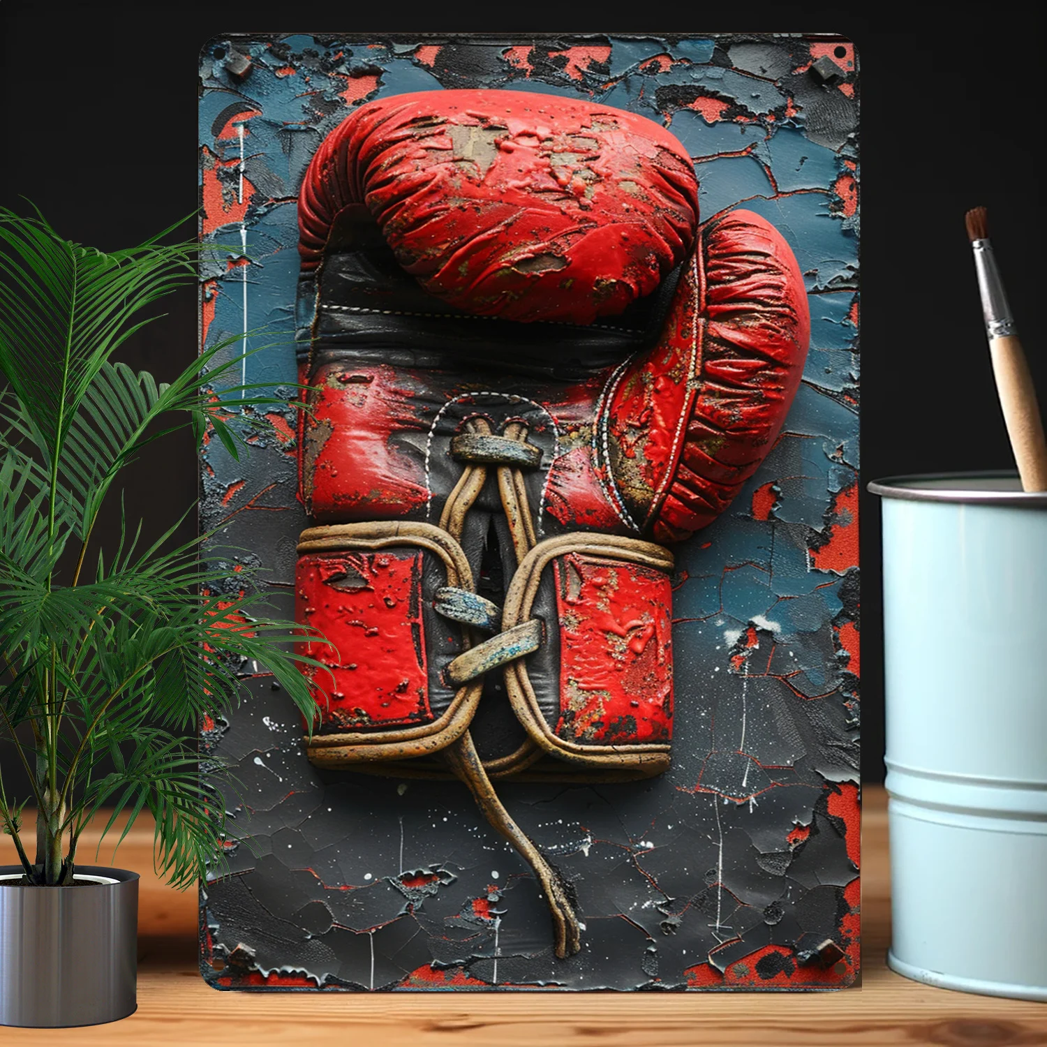 Boxing Gloves Metal Sign, Wall Art with Visual Effect, Durable Vintage ...