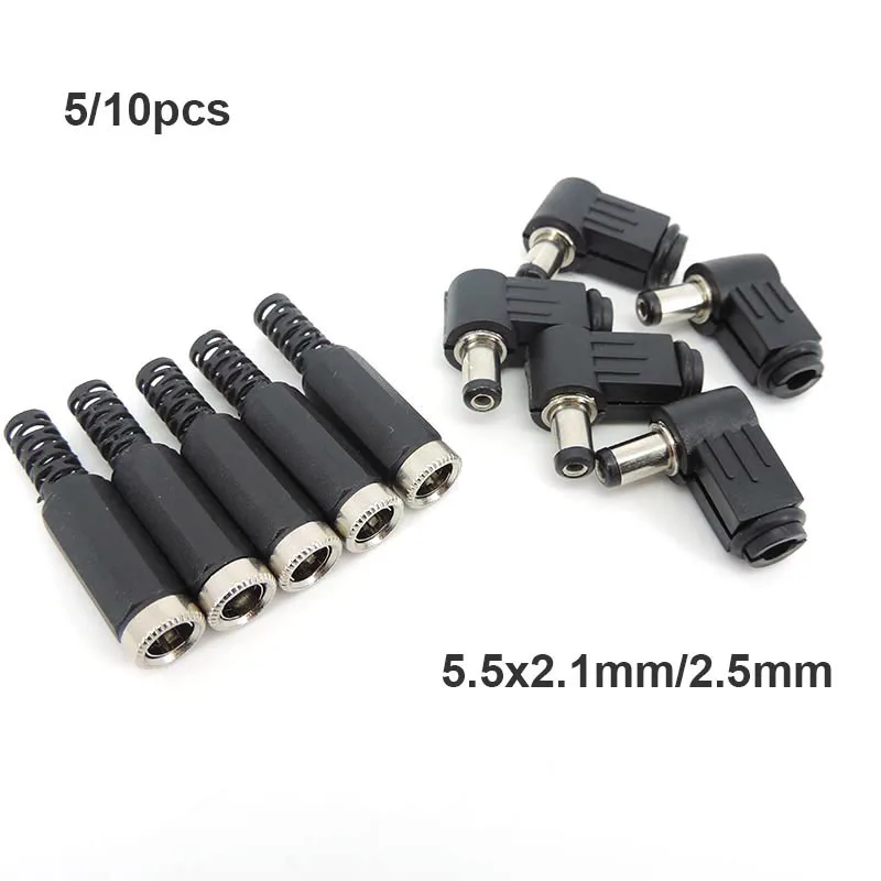 DC-male-female-Power-Connector-Plug-Right-angle-5-5MM-2-5MM-2-1MM-5521 ...